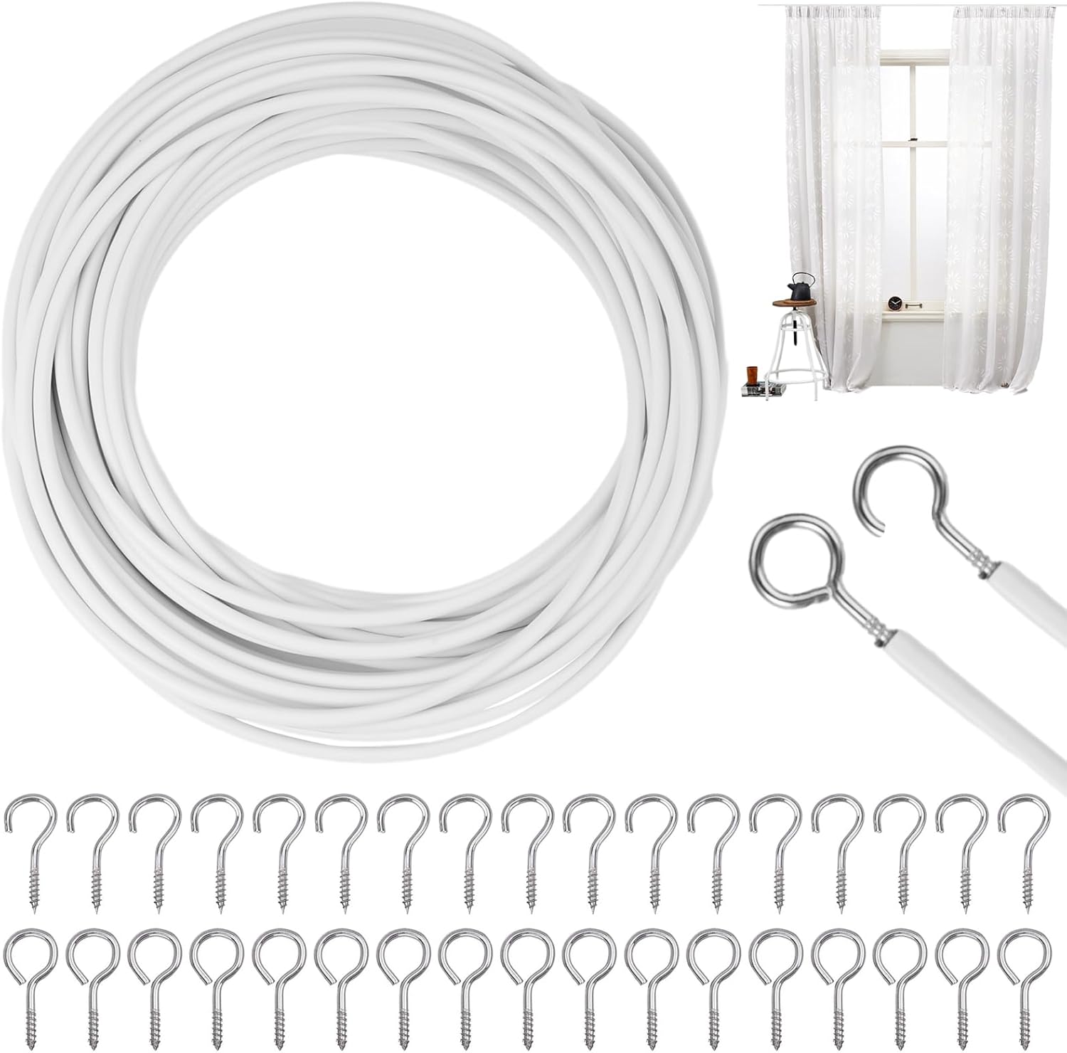 Fil spiralé pour rideau - 10 m - Câble pour rideau - Ressort de tension ...