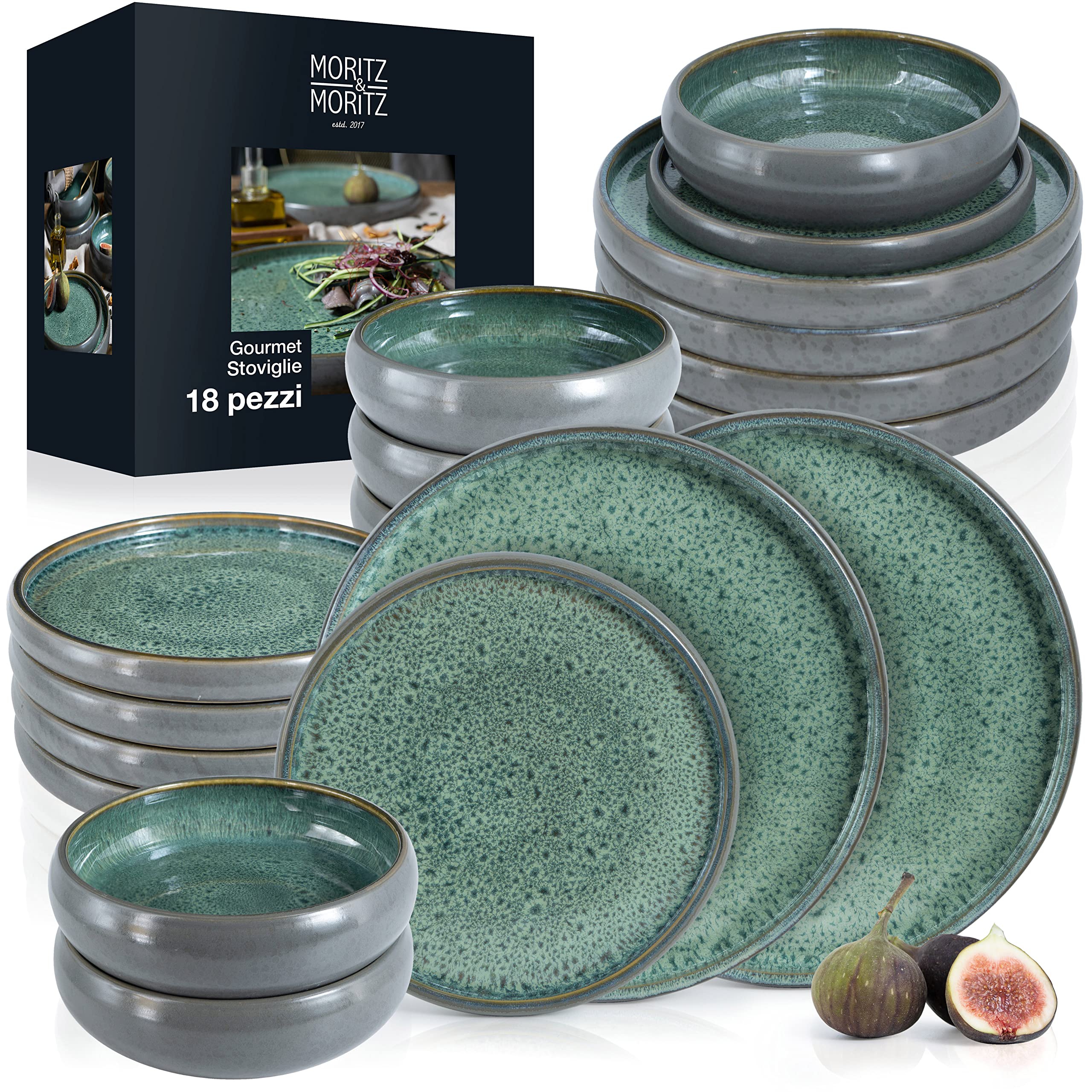 Moritz & Moritz SOLID servizio piatti - 18 Pezzi - set piatti 6 persone ...