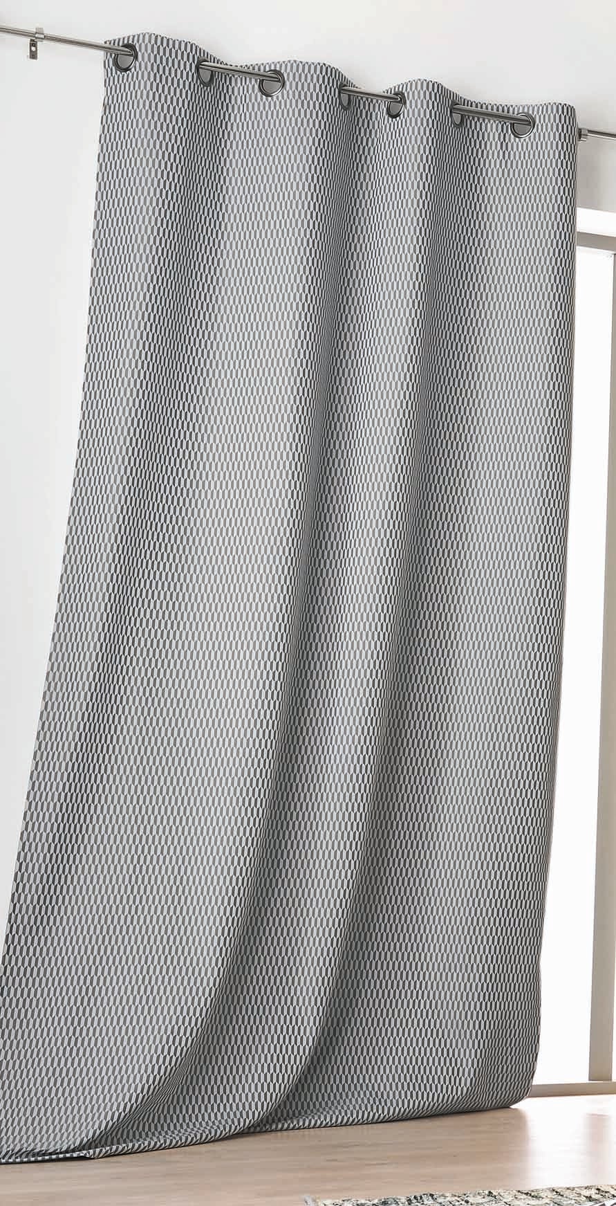 Rideau jacquard à motif 3D - gris anthracite et gris clair - 145 x 240 ...