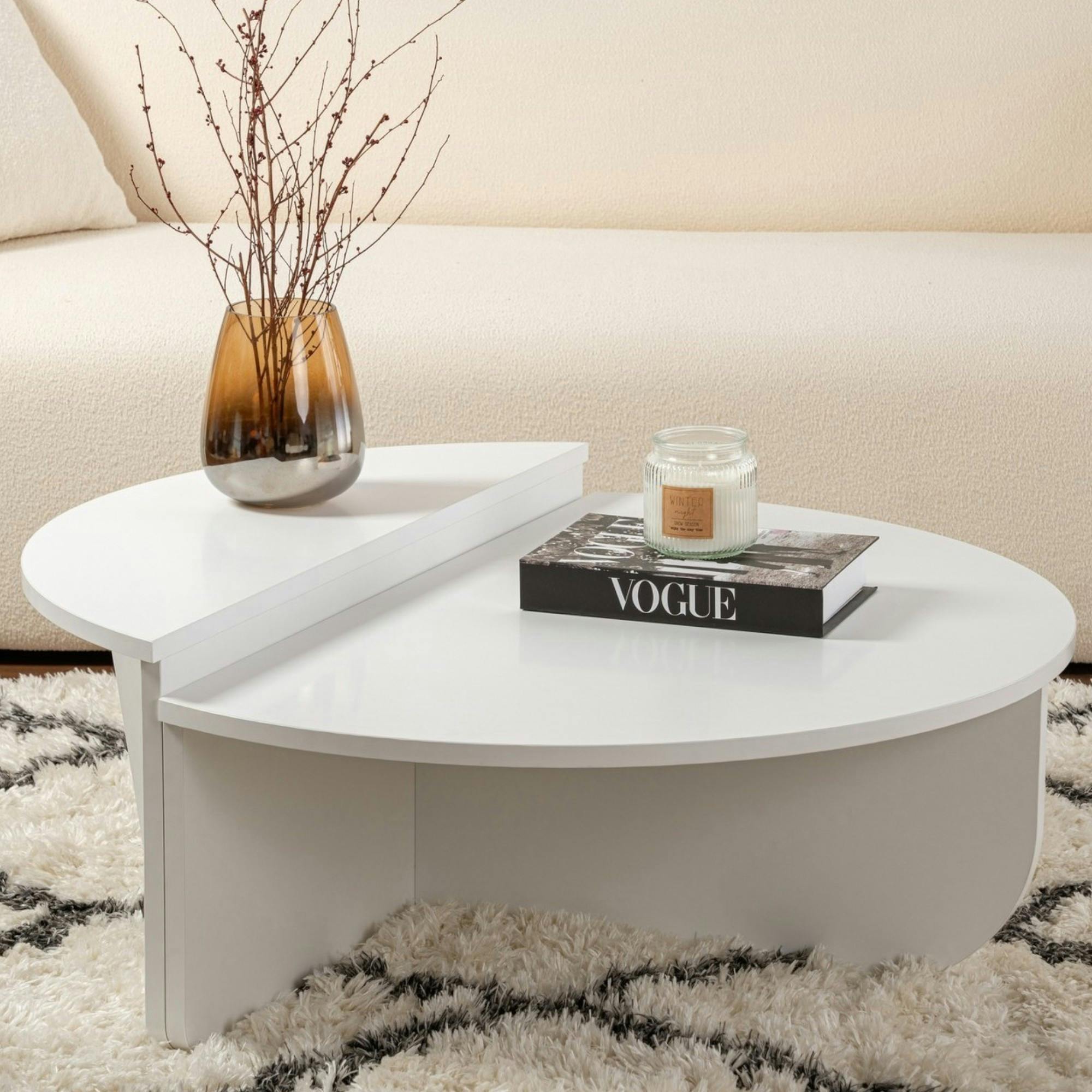 Table basse moderne blanche effet laque - 2 hauteurs MARFA | Leroy Merlin