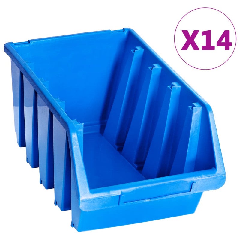 Bacs de rangement empilables 14 pcs bleu plastique | Leroy Merlin