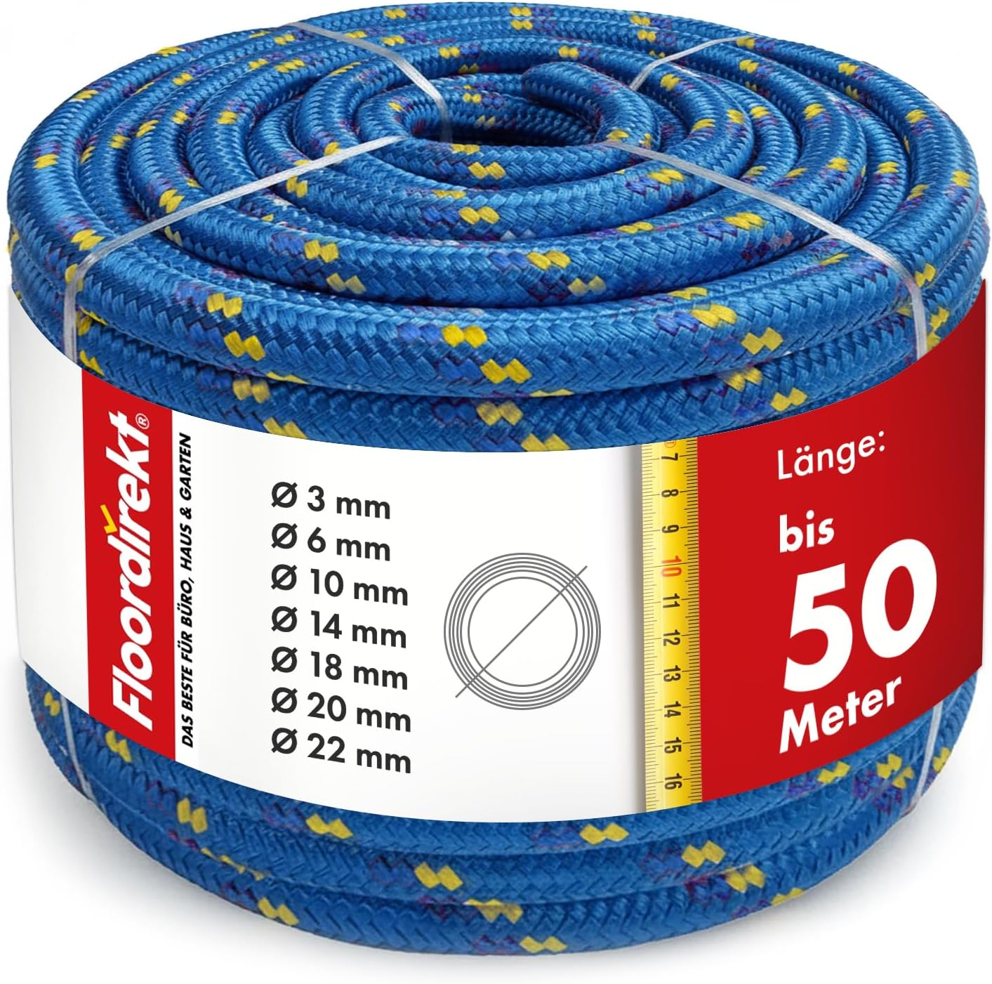 Cuerda trenzada resistente K2 Azul-Amarillo 22mm x 30m | Leroy Merlin