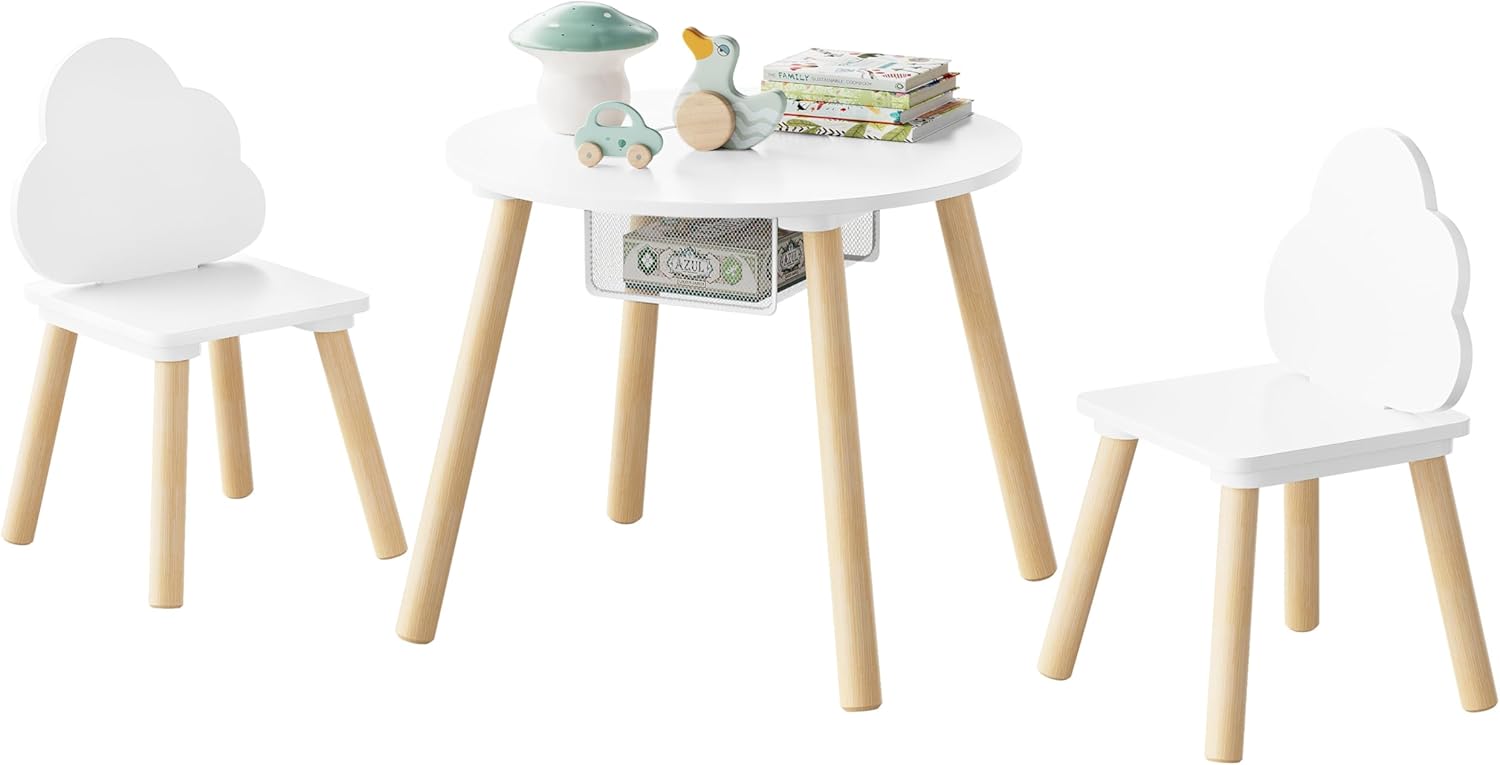 WOLTU Table Enfant avec Chaise, en MDF et Bois Massif, Table et Chaise Enfant, Ensemble de 1 ...
