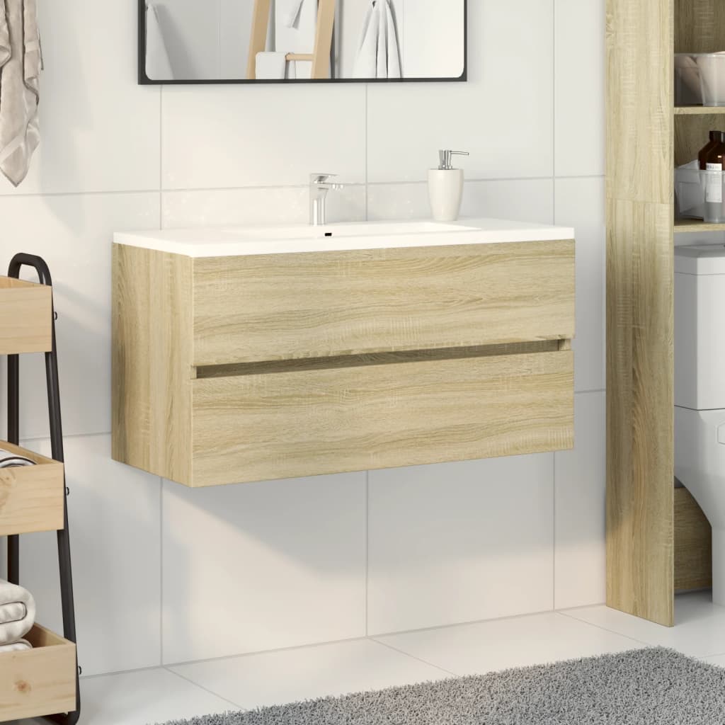 Mueble lavabo roble Sonoma 90x38,5x45 cm Aglomerado | Leroy Merlin