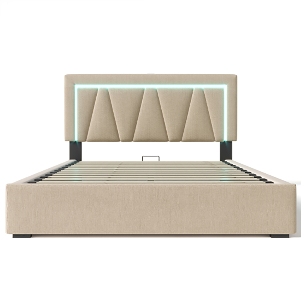 Lit adulte 160x200 cm Lit coffre lit double LED avec fonction de ...