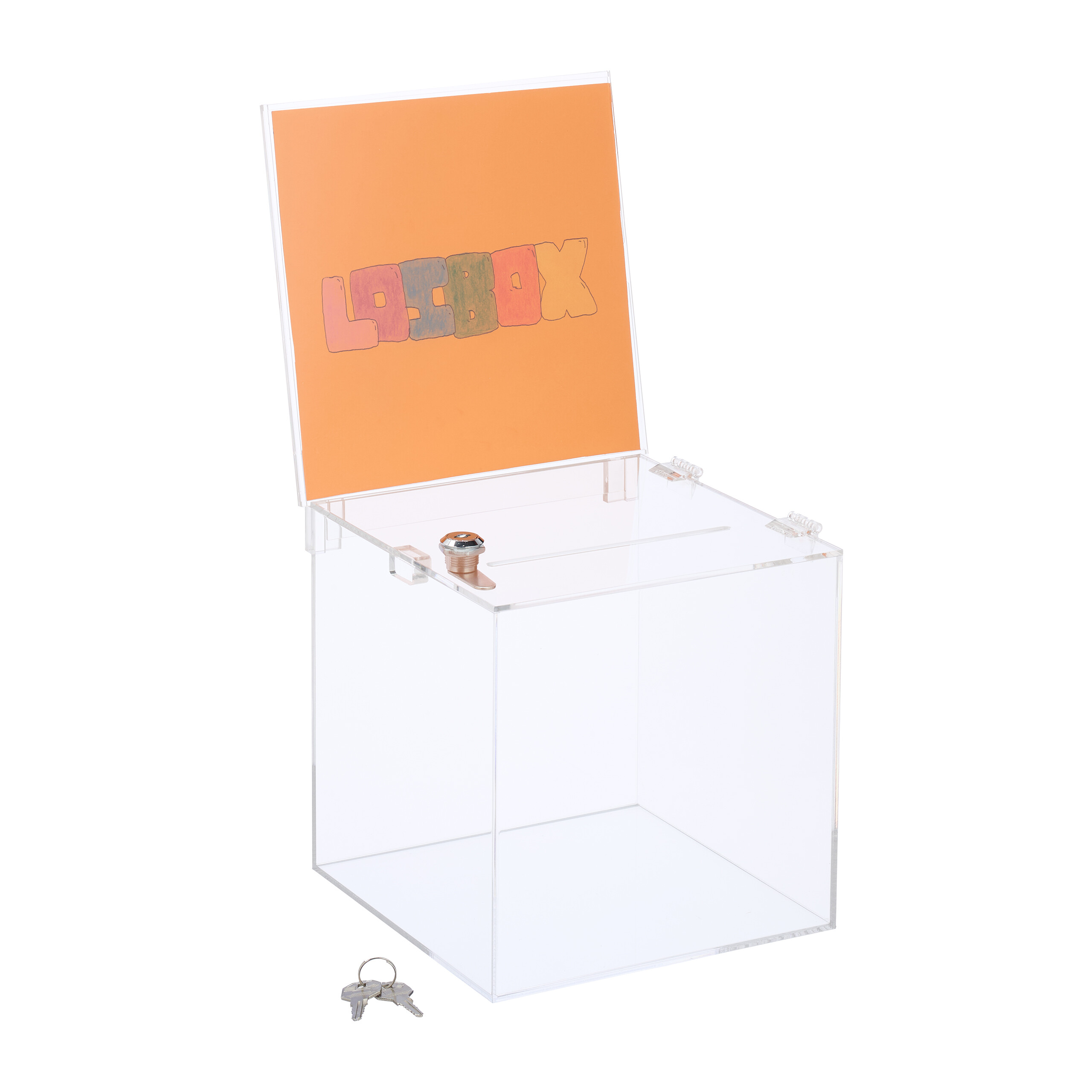 Relaxdays Caja de sorteos, acrílica, cerrable, tapa abatible, H x A x F ...