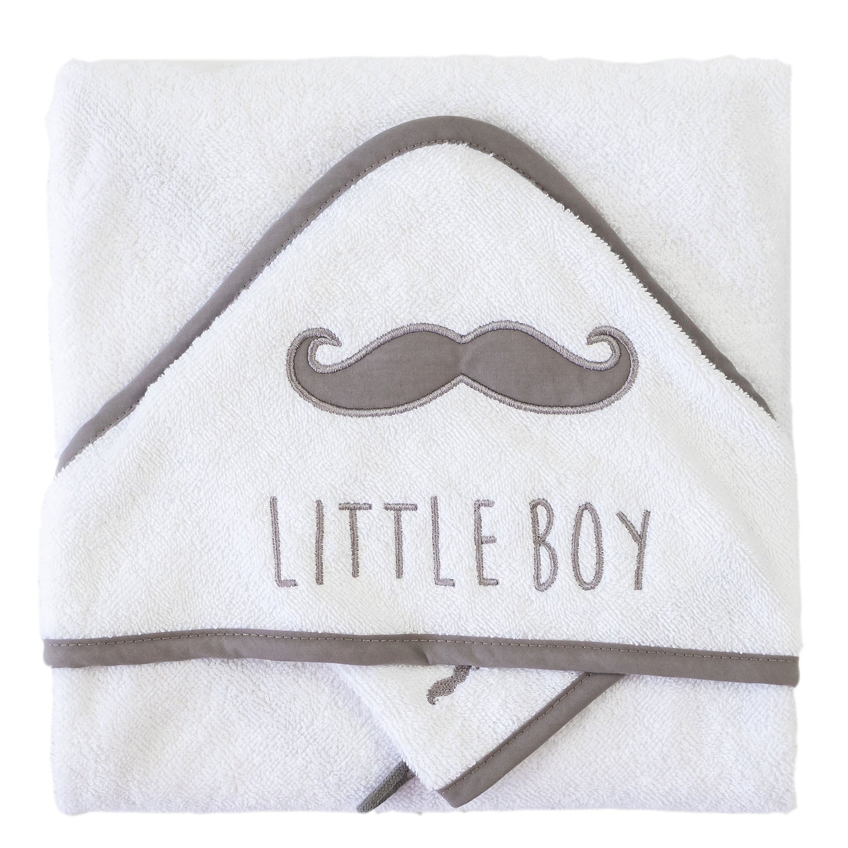 Sortie de bain et gant brodée "little" - Gris clair - 75x75 cm - Coton ...