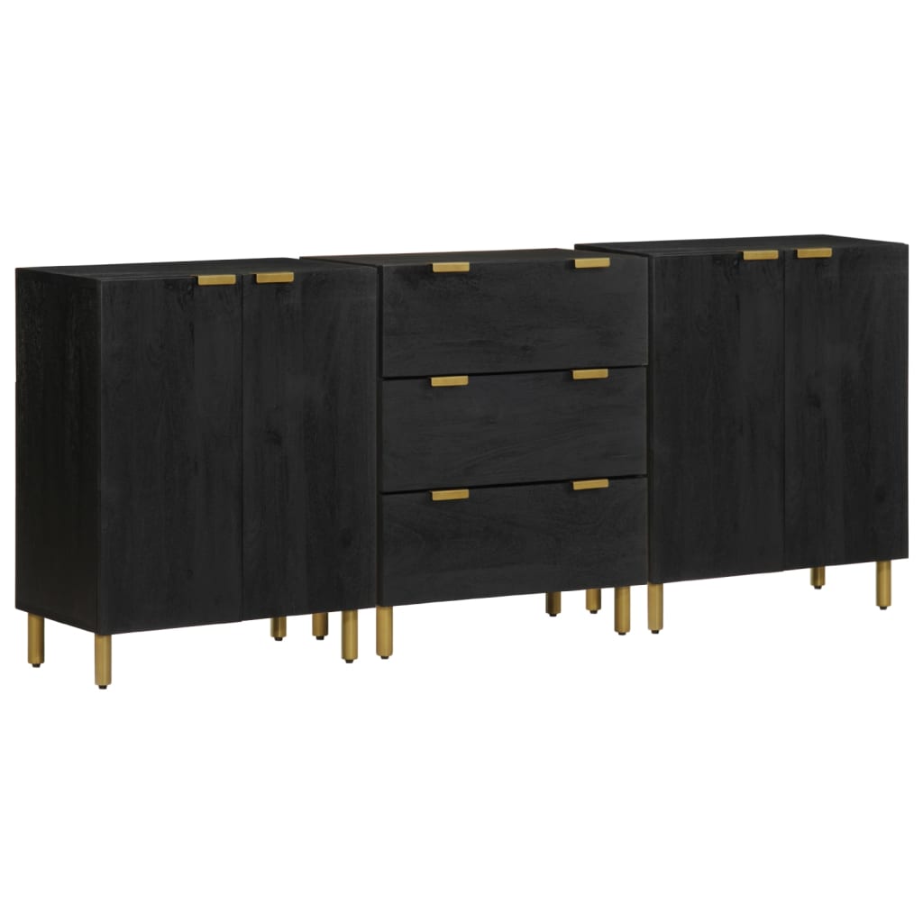 Buffets 3 pcs noir bois d'ingénierie | Leroy Merlin