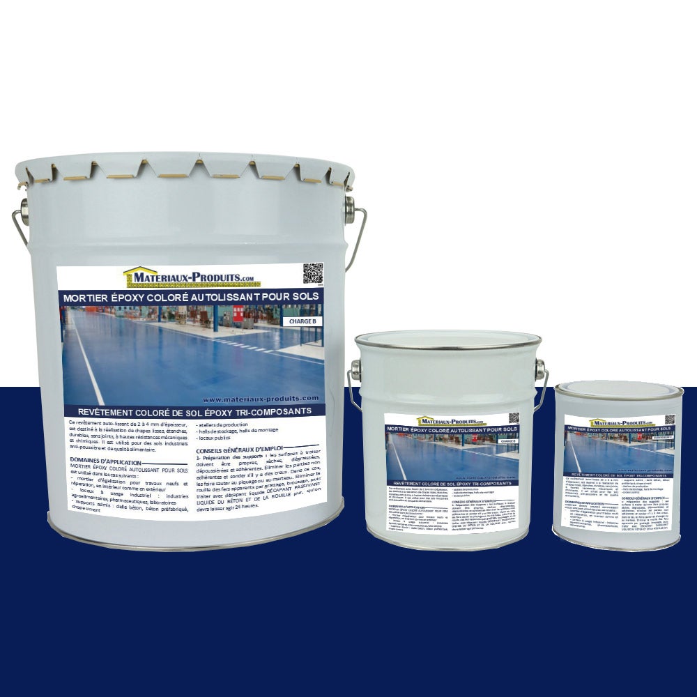 Mortier époxy coloré autolissant pour sols Kit de 5 Kg Bleu Marine RAL ...