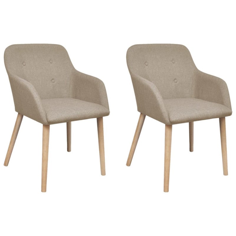 Sillas de comedor 2 uds tela y madera maciza de roble beige vidaXL ...