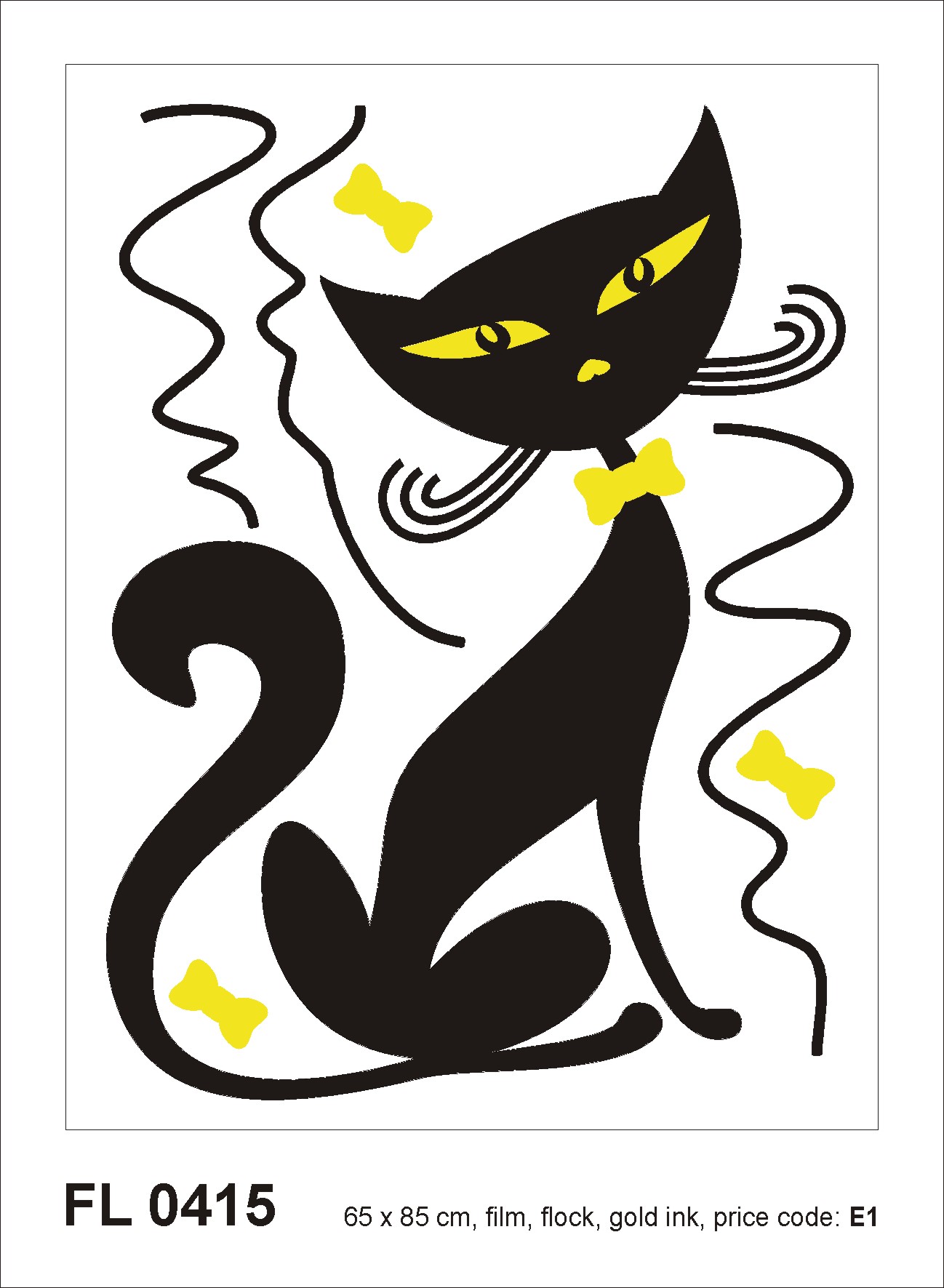 Sticker Décoratif chat noir - 65 x 85 cm - Sanders & Sanders | Leroy Merlin