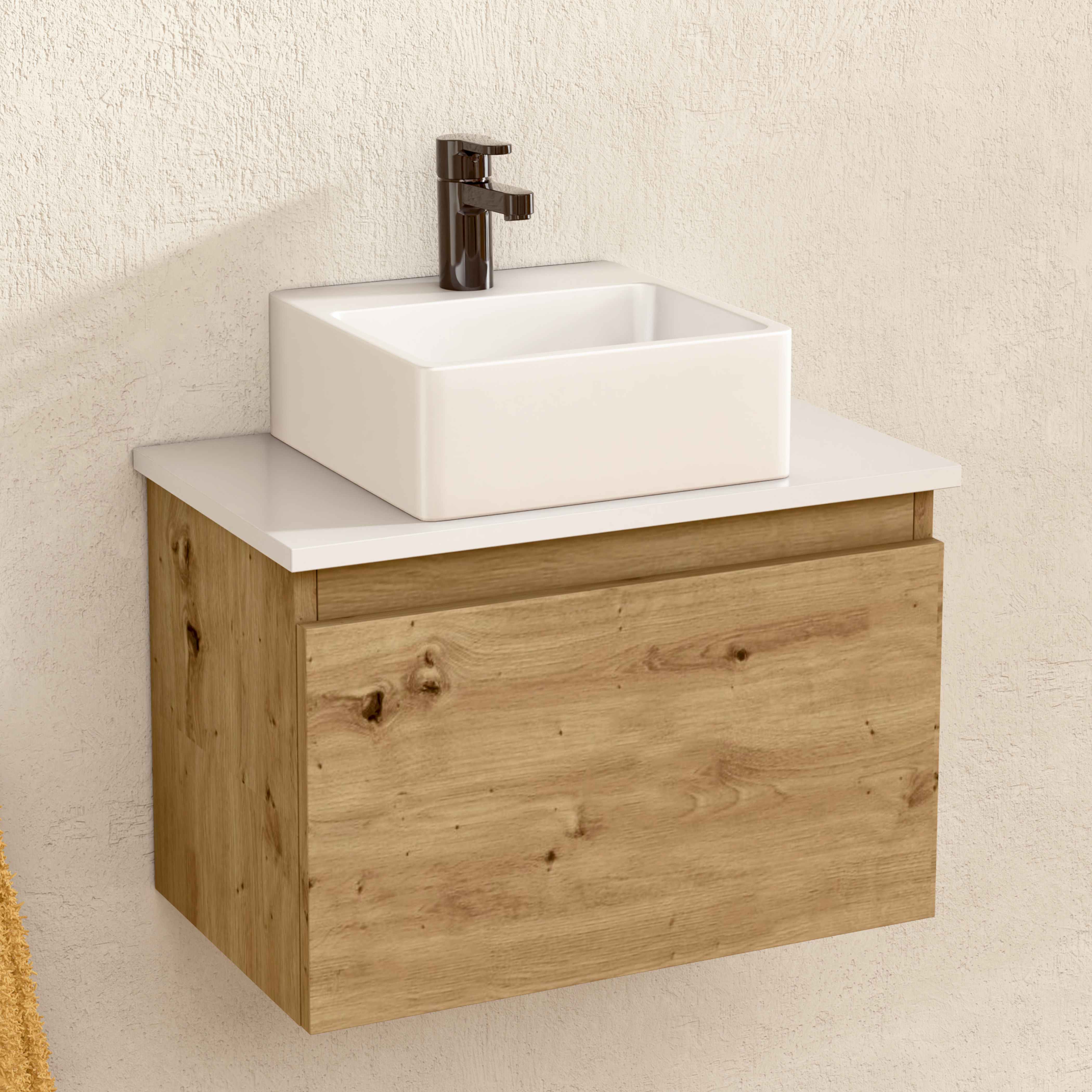 BELLOBATH - Meuble de salle de bain suspendu avec lavabo en céramique ...