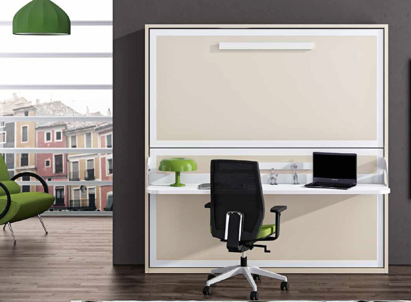 Lit superposé escamotable avec bureau Melina 90x200-Coffrage Anthracite ...