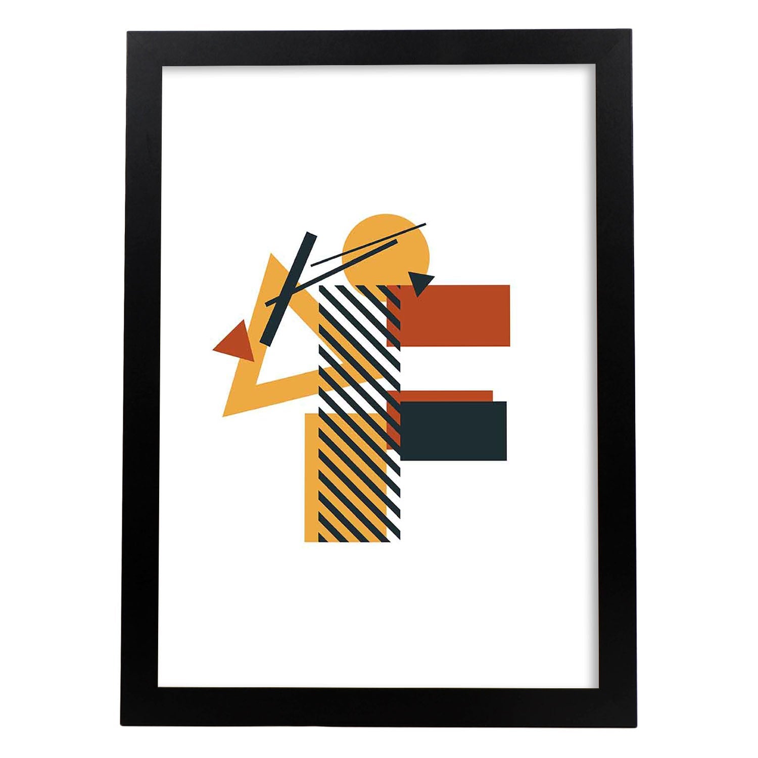 Poster De Letra F. Lamina Estilo Geometria Con Formas Con Imagenes Del ...