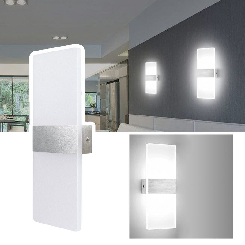 2x Aplique De Pared Exterior Módulo Led Lámpara Interior Iluminación De Pared Exterior Blanco