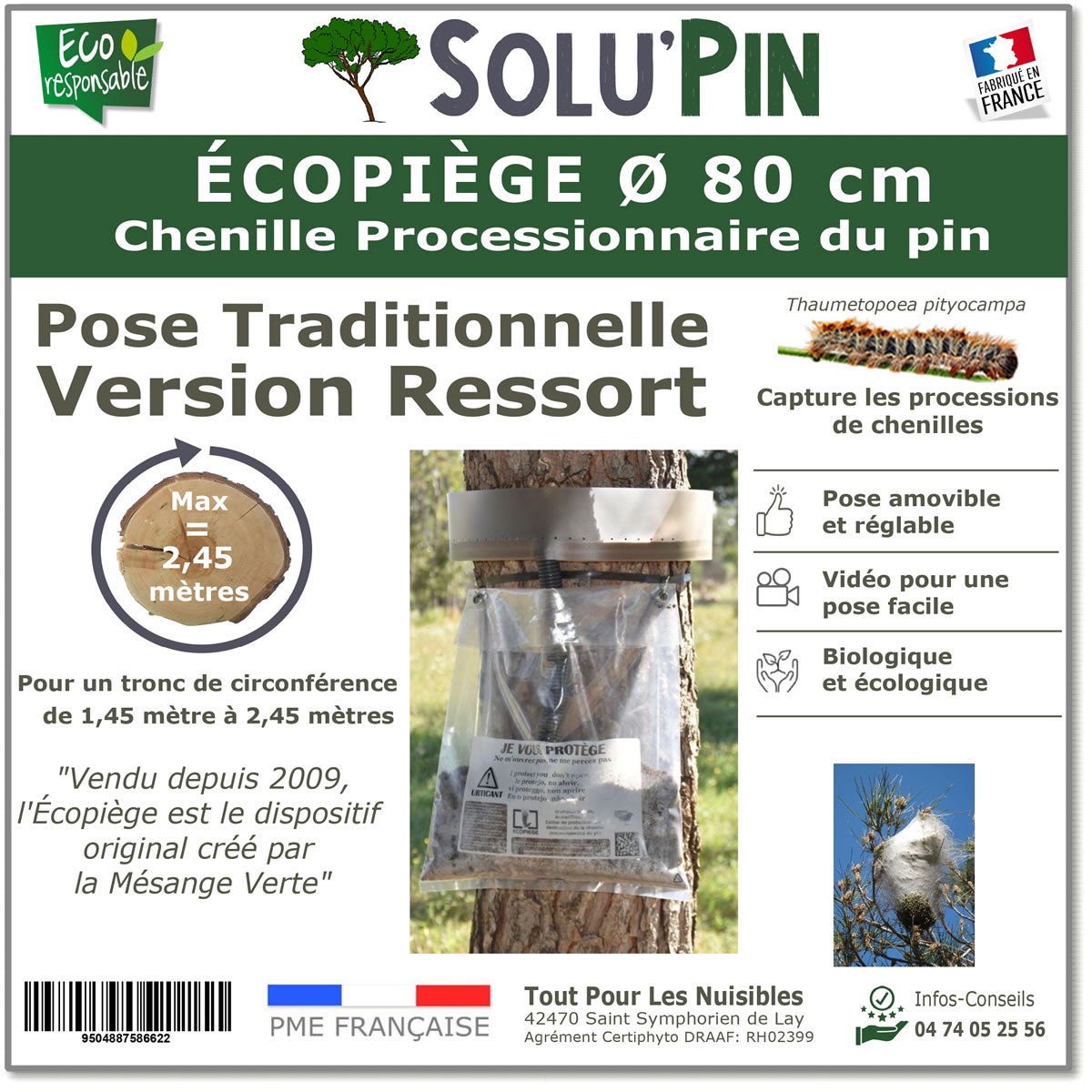 Ø 80 cm Collier ÉCOPIÈGE® - Version Ressort SoluPin - Piège pour ...