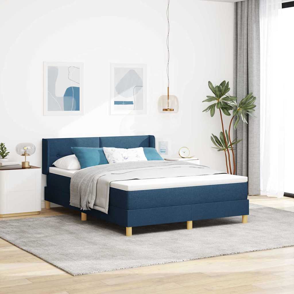 Cama tipo Box Spring con colchón Azul 200 x 160 cm tela | Leroy Merlin