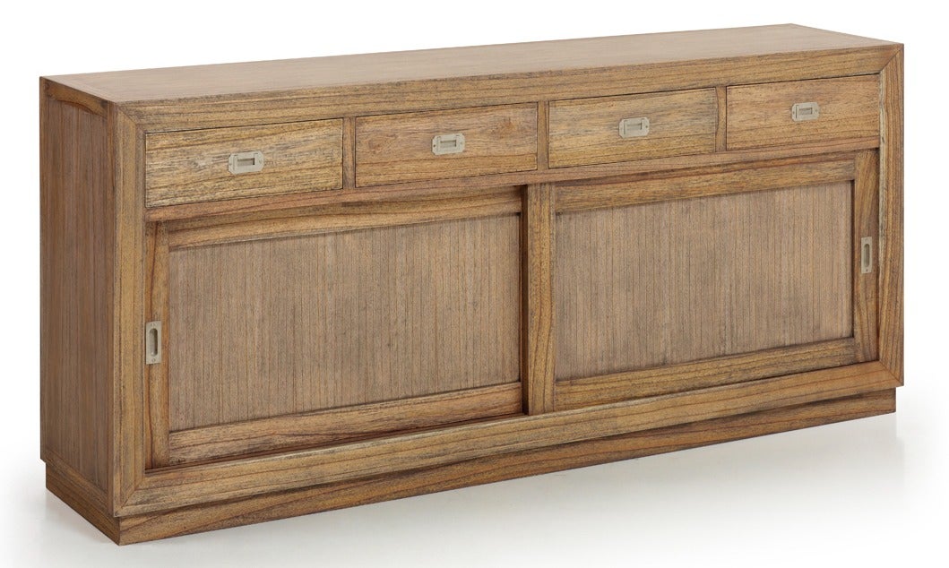 Buffet en bois massif de Mindy naturel 2 portes coulissantes 4 tiroirs ...