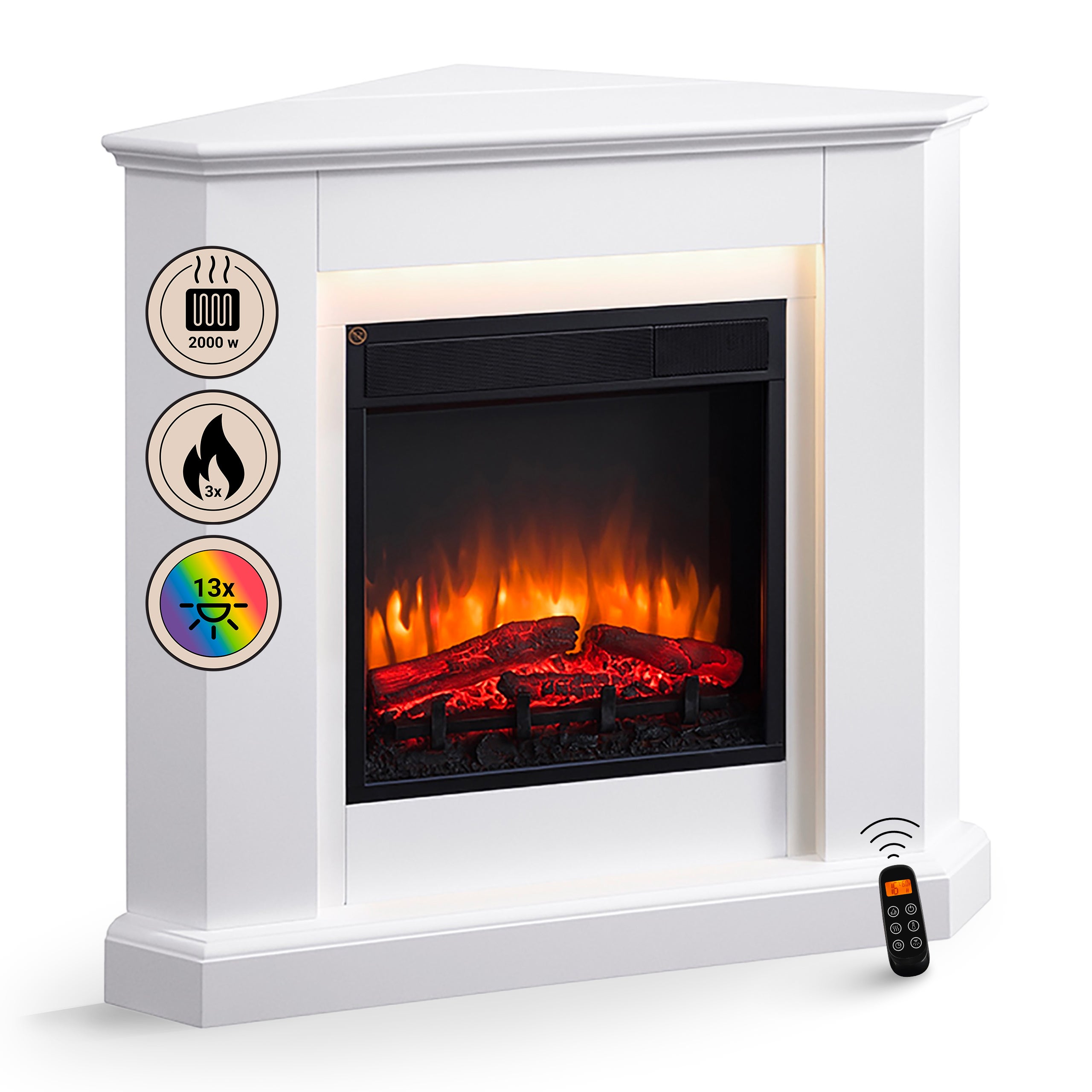 Chimenea eléctrica BALDERIA Candela - Chimenea de esquina, calefacción ...
