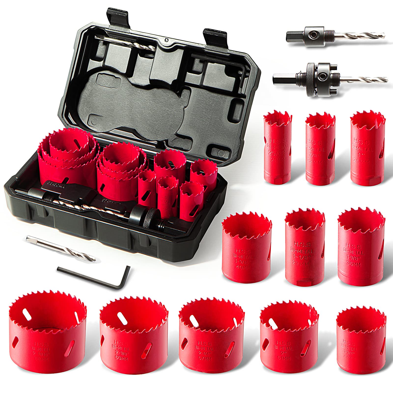 Scie Cloche Bi-métal, HYCHIKA 17 PCS Coffret de Scie Trépan avec 11PCS ...