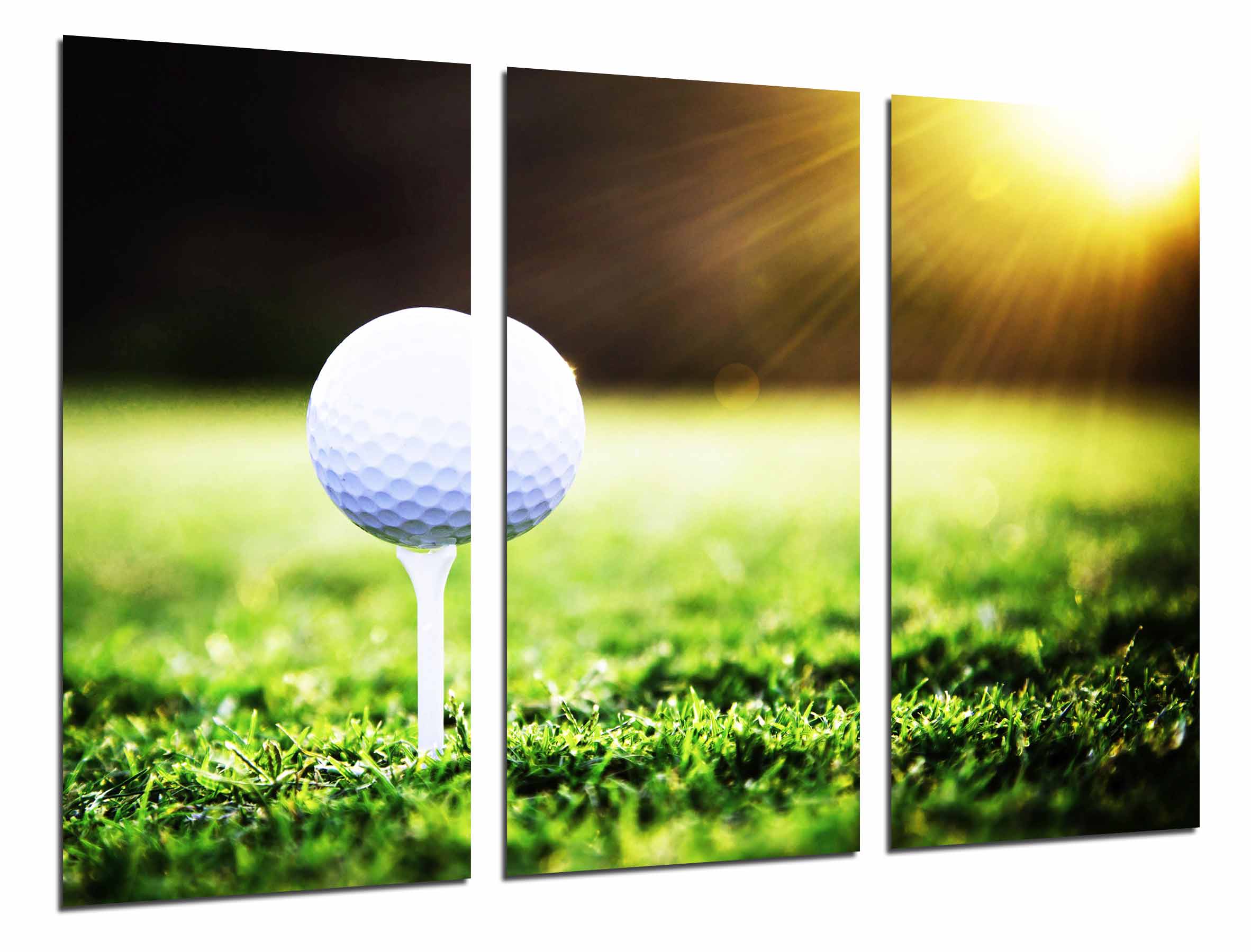 Balle De Golf, Herbe, Coucher De Soleil, tirage photographique sur bois ...