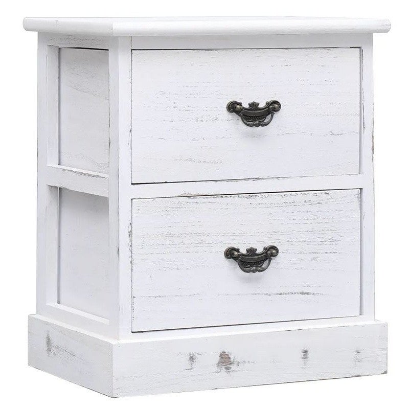Table de chevet 2 tiroirs paulownia massif blanc Khali | Leroy Merlin
