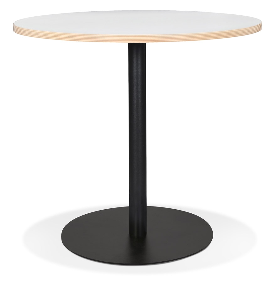 Table bistrot ronde 'YOGI' blanche avec un pied en métal noir - Ø 80 cm ...