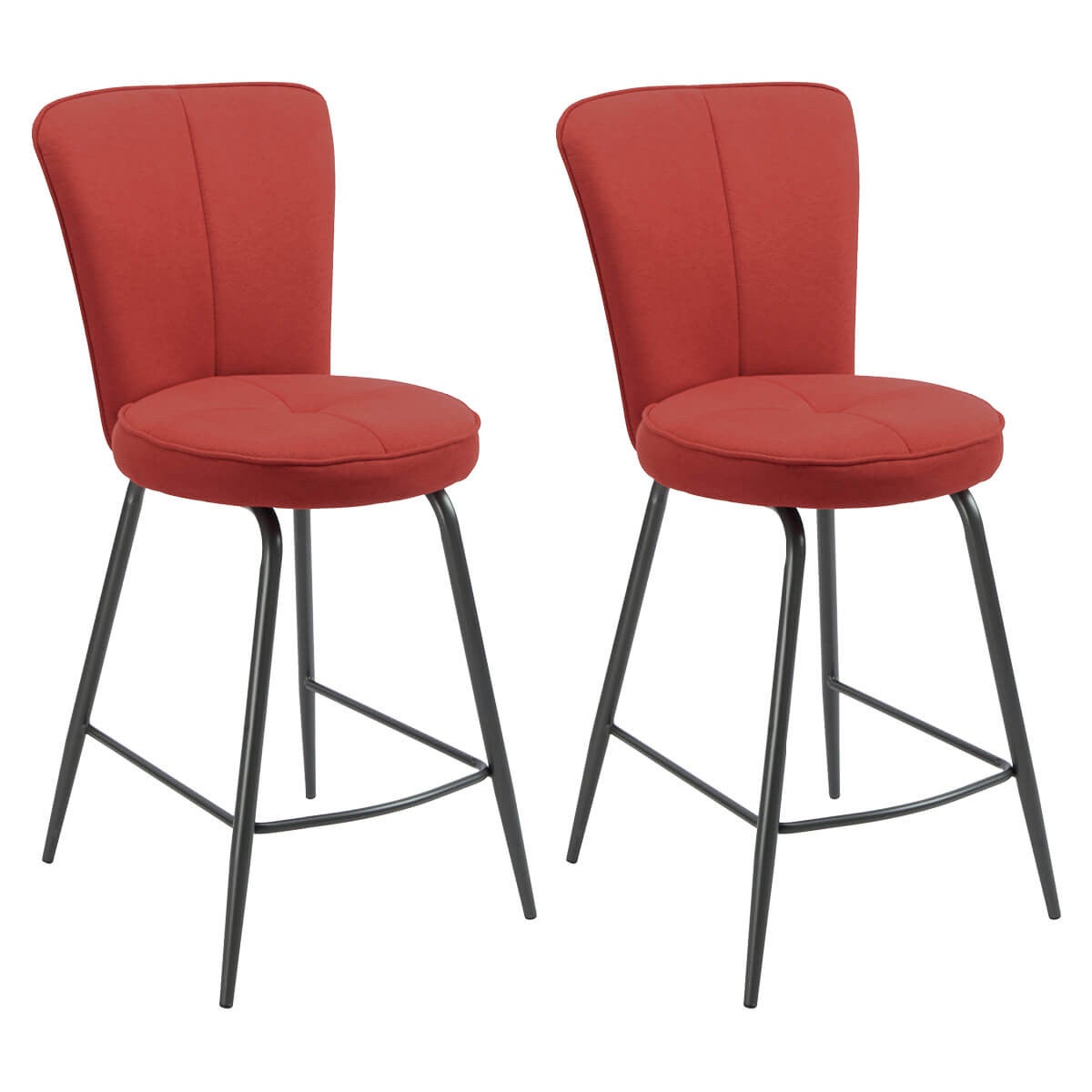 PARIL - Lot de 2 Tabourets de Bar Matelassés Rouges | Leroy Merlin