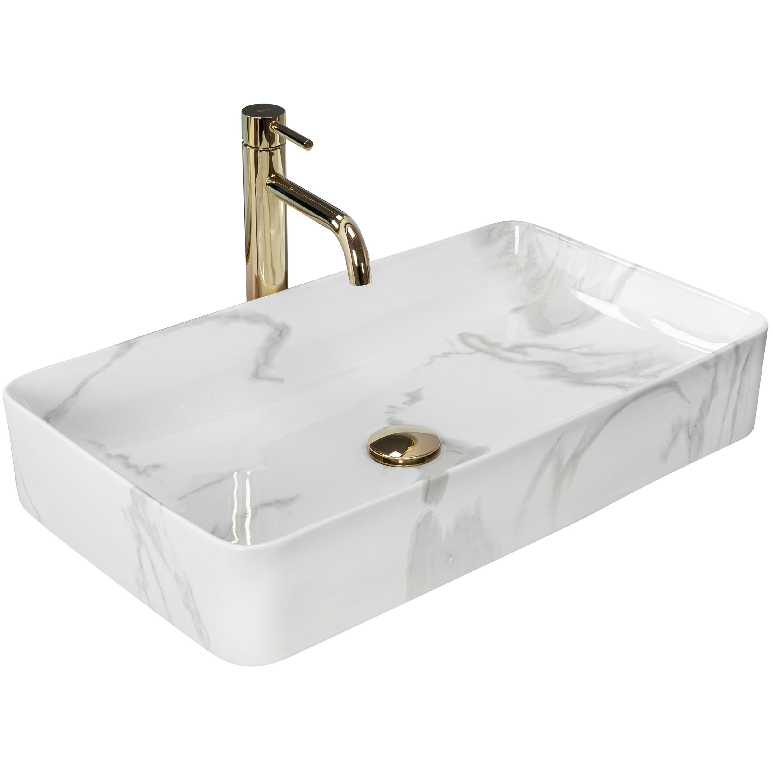 VASQUE À POSER REA DENIS MARMO SHINY WHITE 61,5X35X11CM | Leroy Merlin