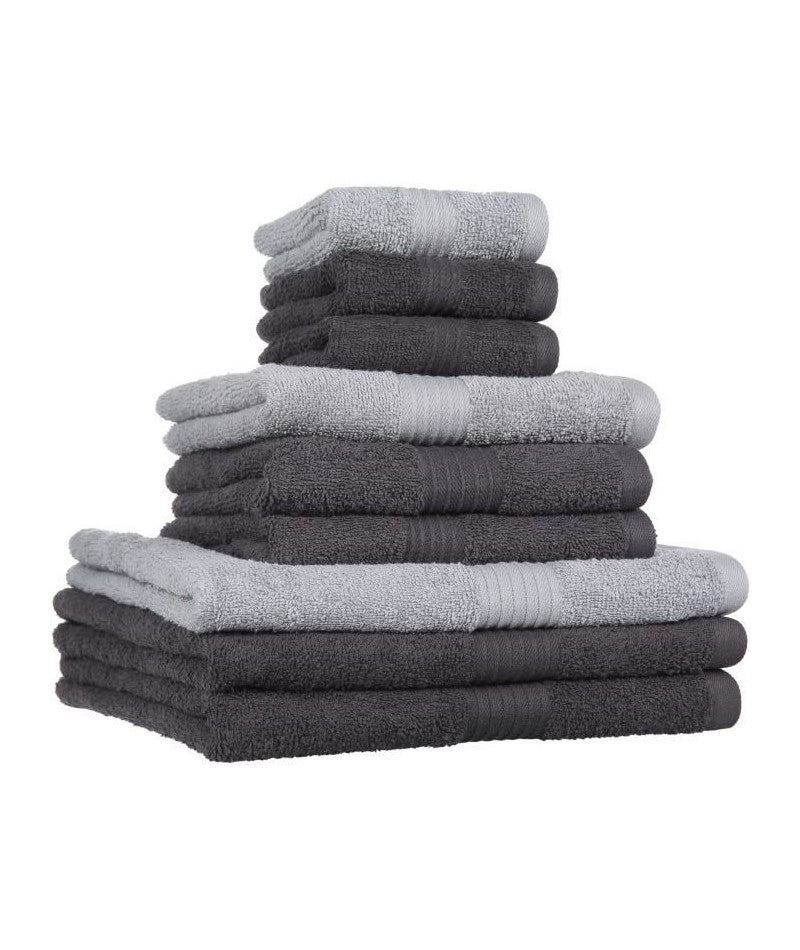 Lot de 9 serviettes de bain ESSENTIAL - 100% Coton - 50 / 90 / 130 cm ...