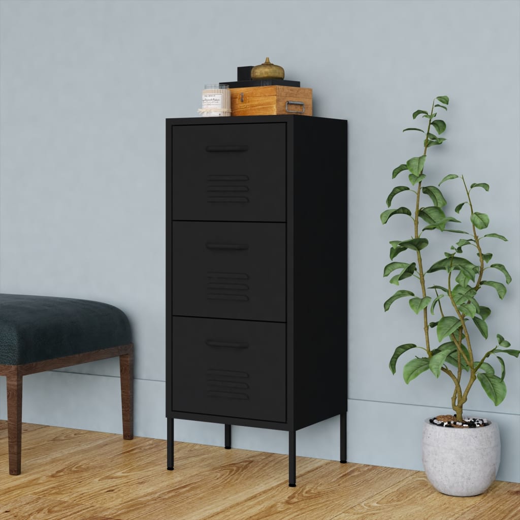 Armoire de rangement | Meuble de rangement Noir 42,5x35x101,5 cm Acier ...