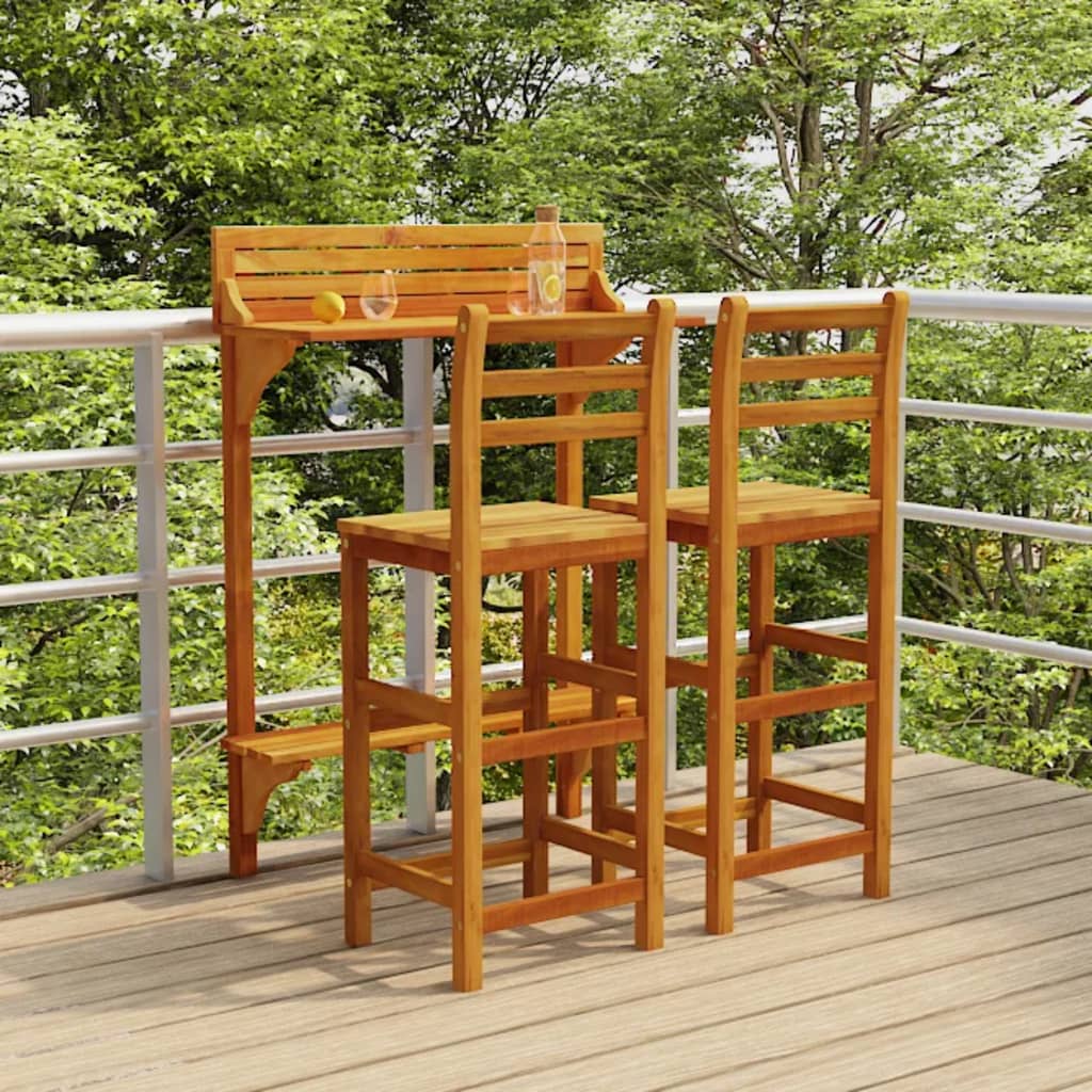 Maison Exclusive - Ensemble de bar de balcon 3 pcs Bois d'acacia massif ...