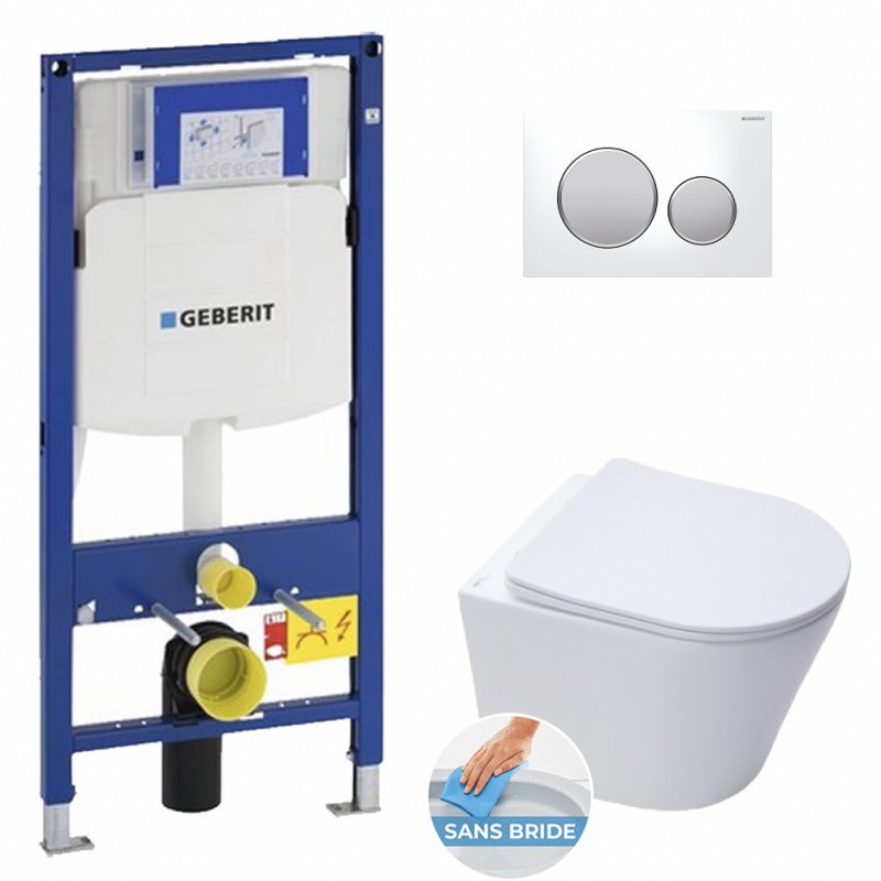 Pack WC Bati-support Geberit UP320 + WC SAT Infinitio sans bride ...