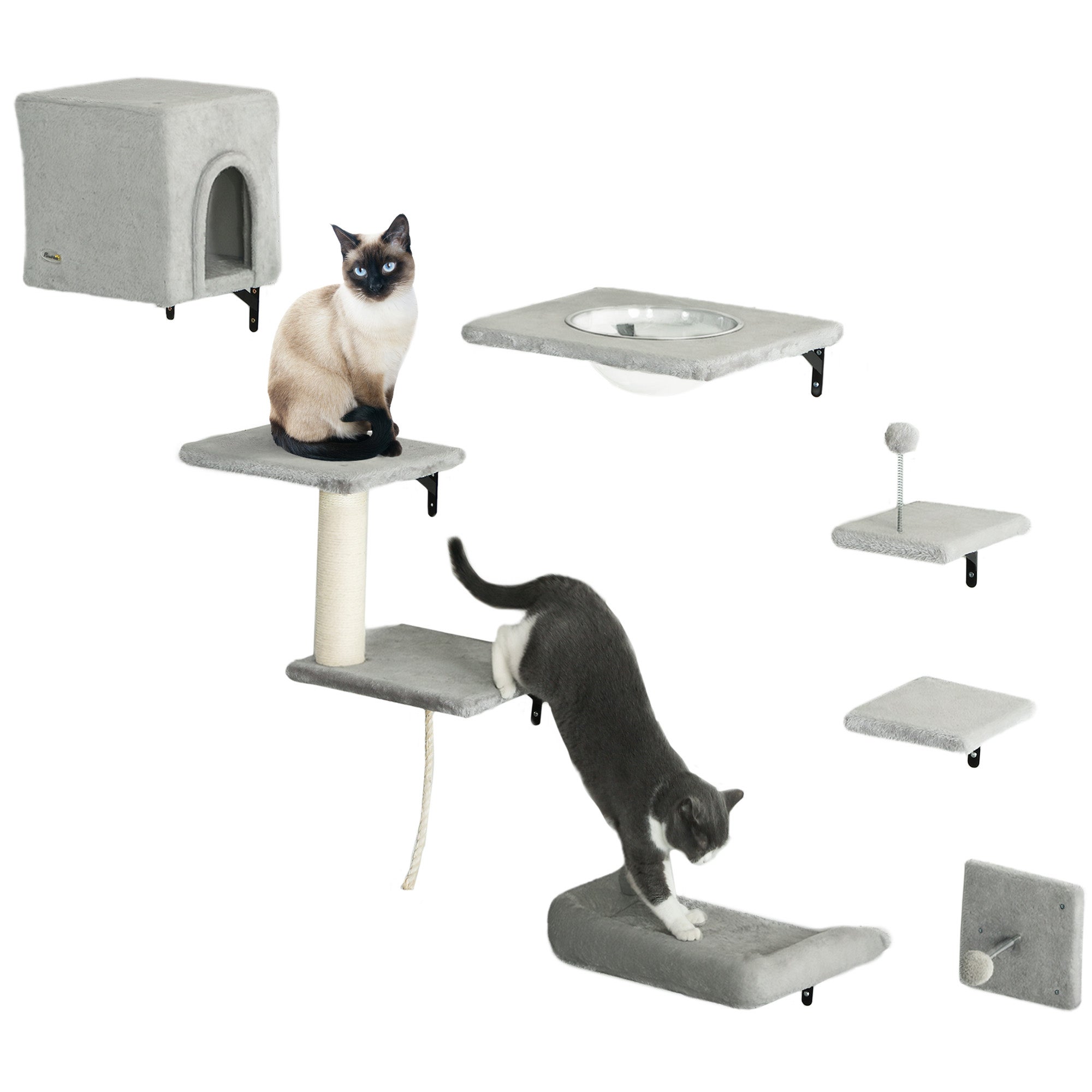 Mur d'escalade pour chat, ensemble 7 pièces comprenant une maison et ...