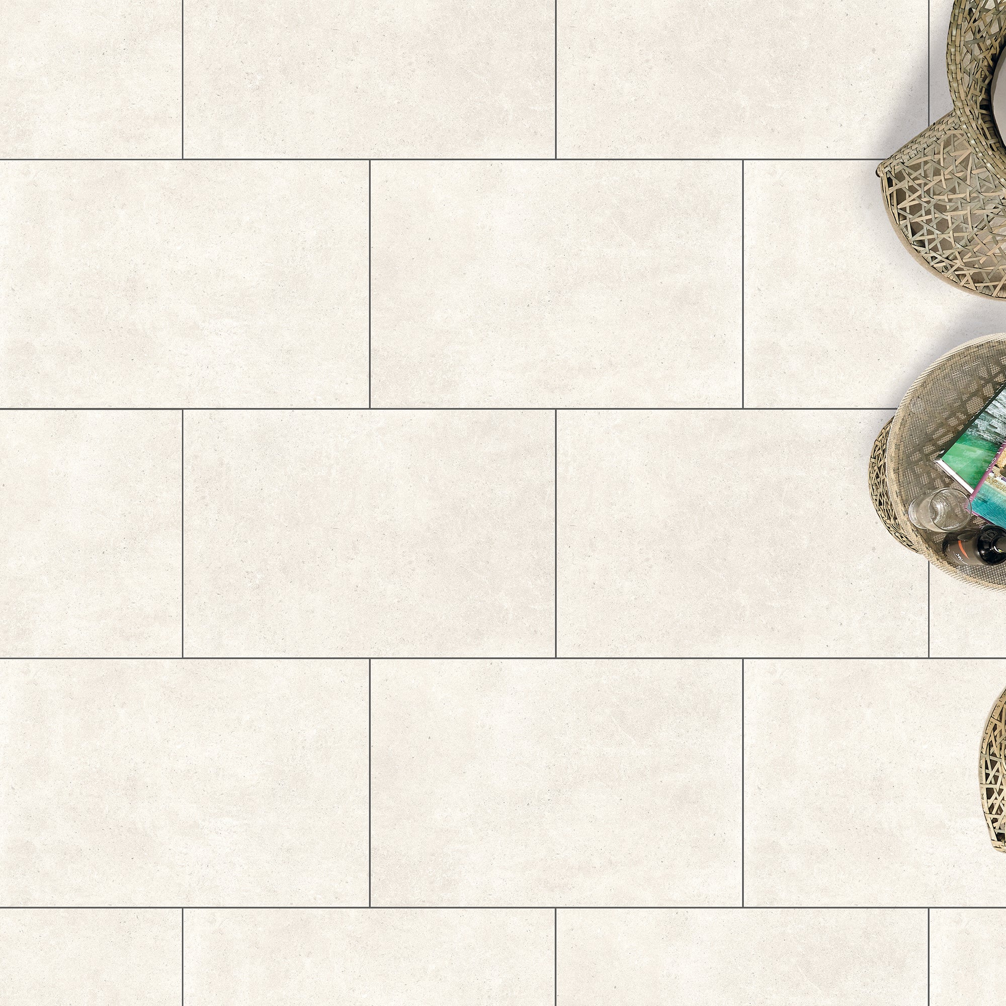 Dalle sol extérieur grès cérame Premium effet pierre blanche Perugia l ...