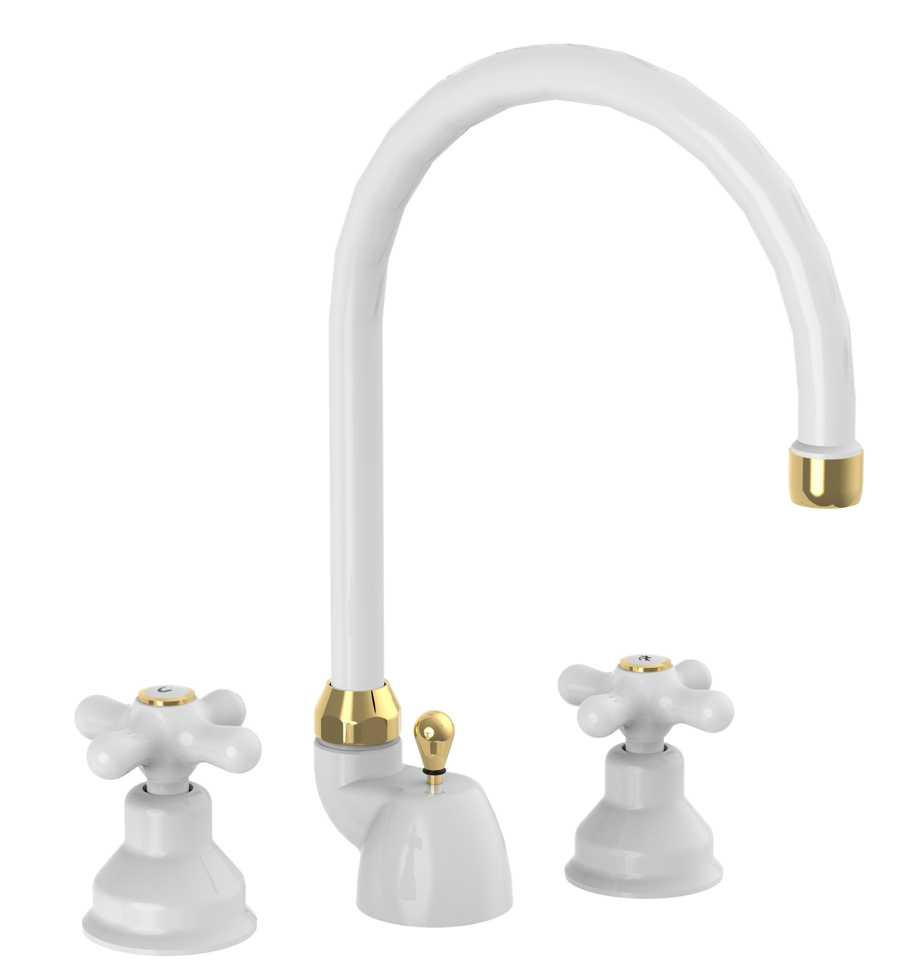Mitigeur d'évier Paffoni avec bec orientable série Iris - Blanc/Or ...