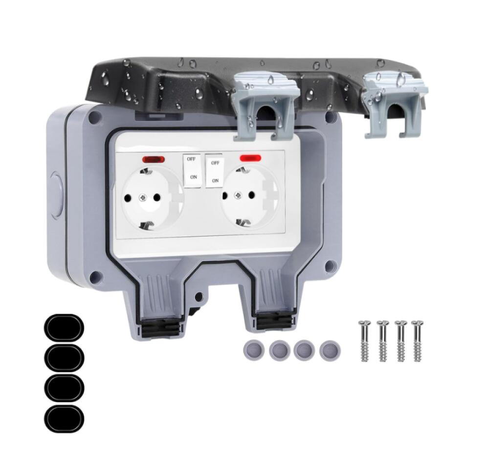Prise Exterieure Etanche IP66 Double Prise de Courant et Volet de ...