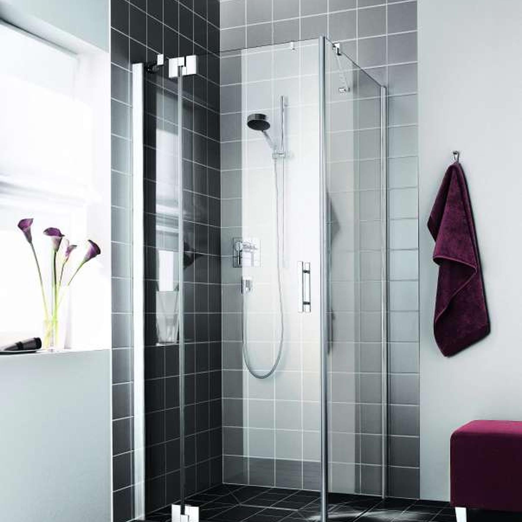 Pared de ducha giratoria anchura 83cm altura 200 cm perfil plata pulido ...