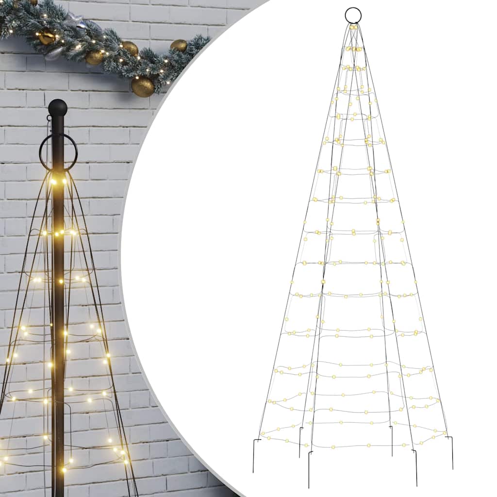 Árbol de Navidad en asta de bandera 200 LED blanco cálido 180cm | Leroy ...