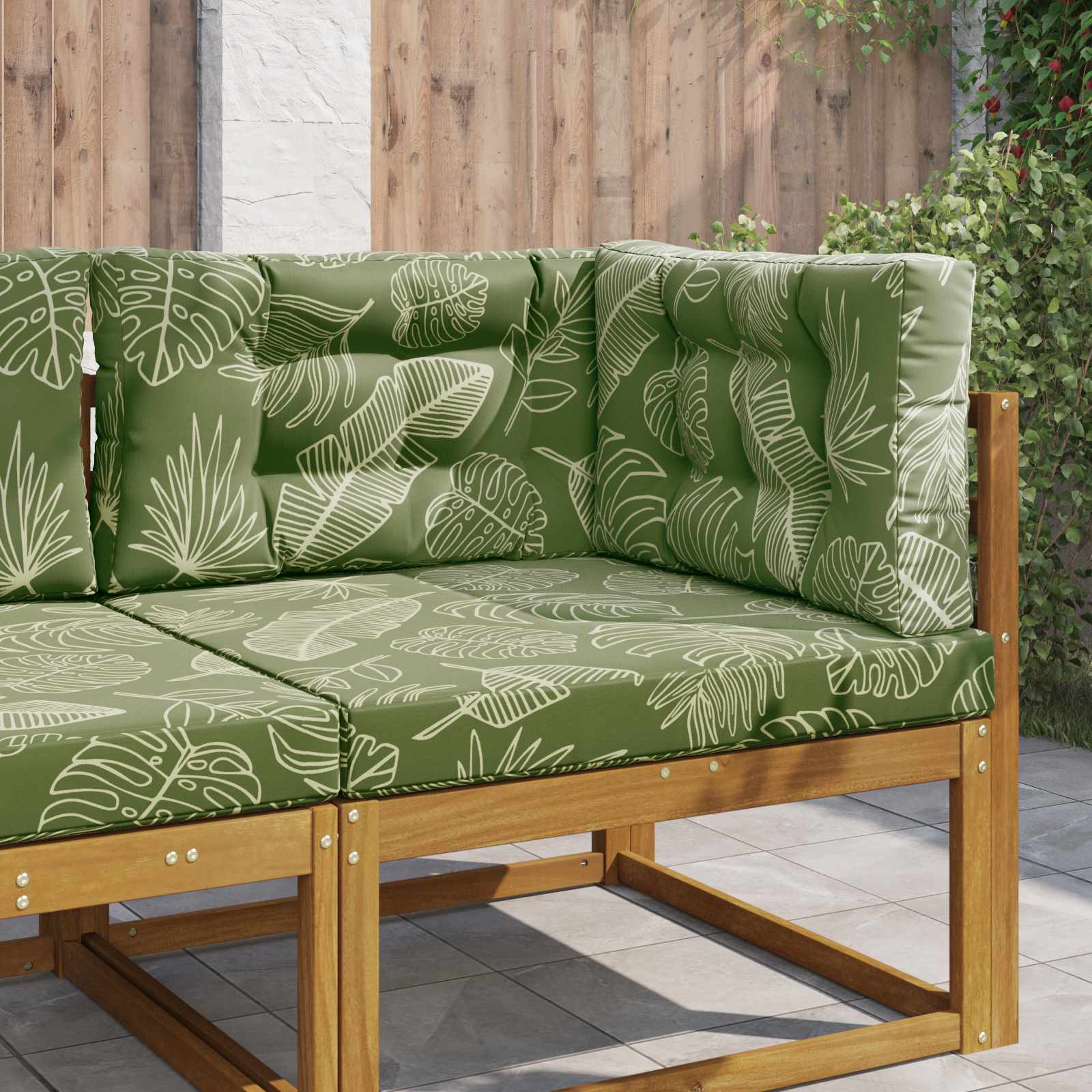 Coussin de canapé d'extérieur 3 pcs Modèle feuille Polyester | Leroy Merlin