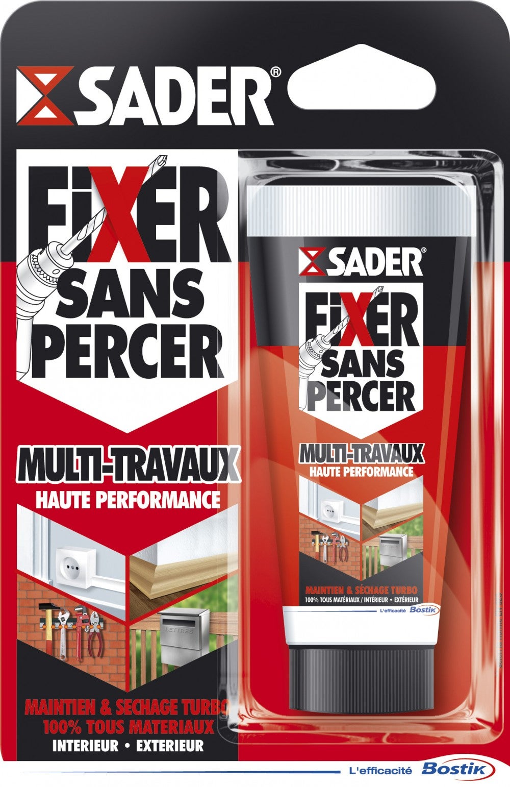 Colle mastic Fixer sans percer multitravaux SADER, 50g | Leroy Merlin