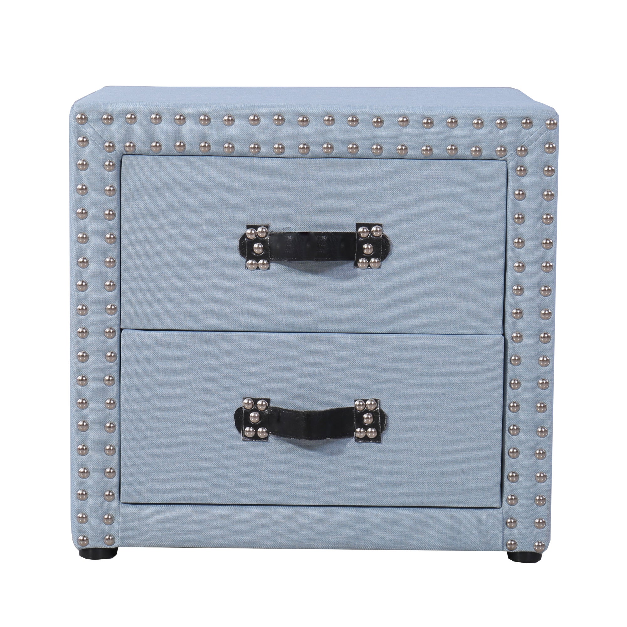 Table de Chevet avec 2 tiroirs, Double rangée de Rivets, Espace de ...