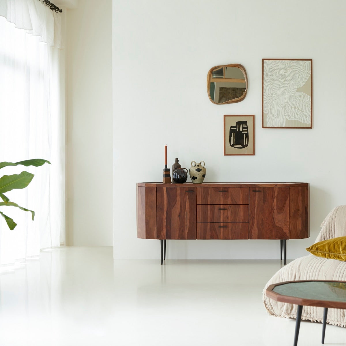 Tikamoon Buffet en bois de palissandre et marbre 175 Jade | Leroy Merlin