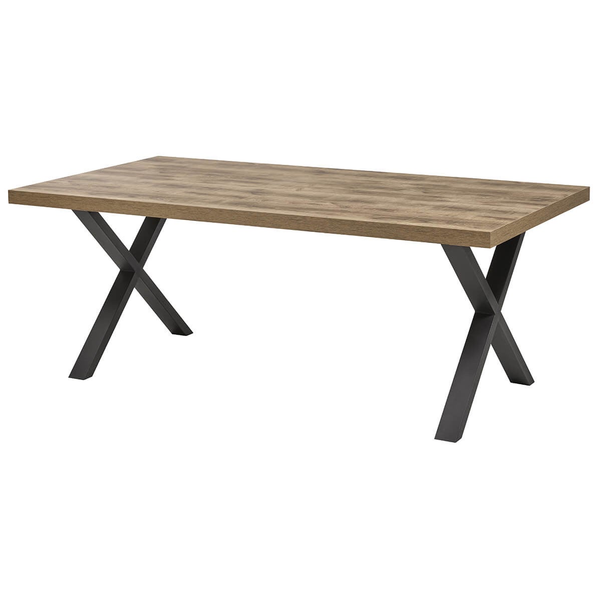 KORA - Table 200cm Aspect Bois Piètement X Métal Poudré Noir | Leroy Merlin