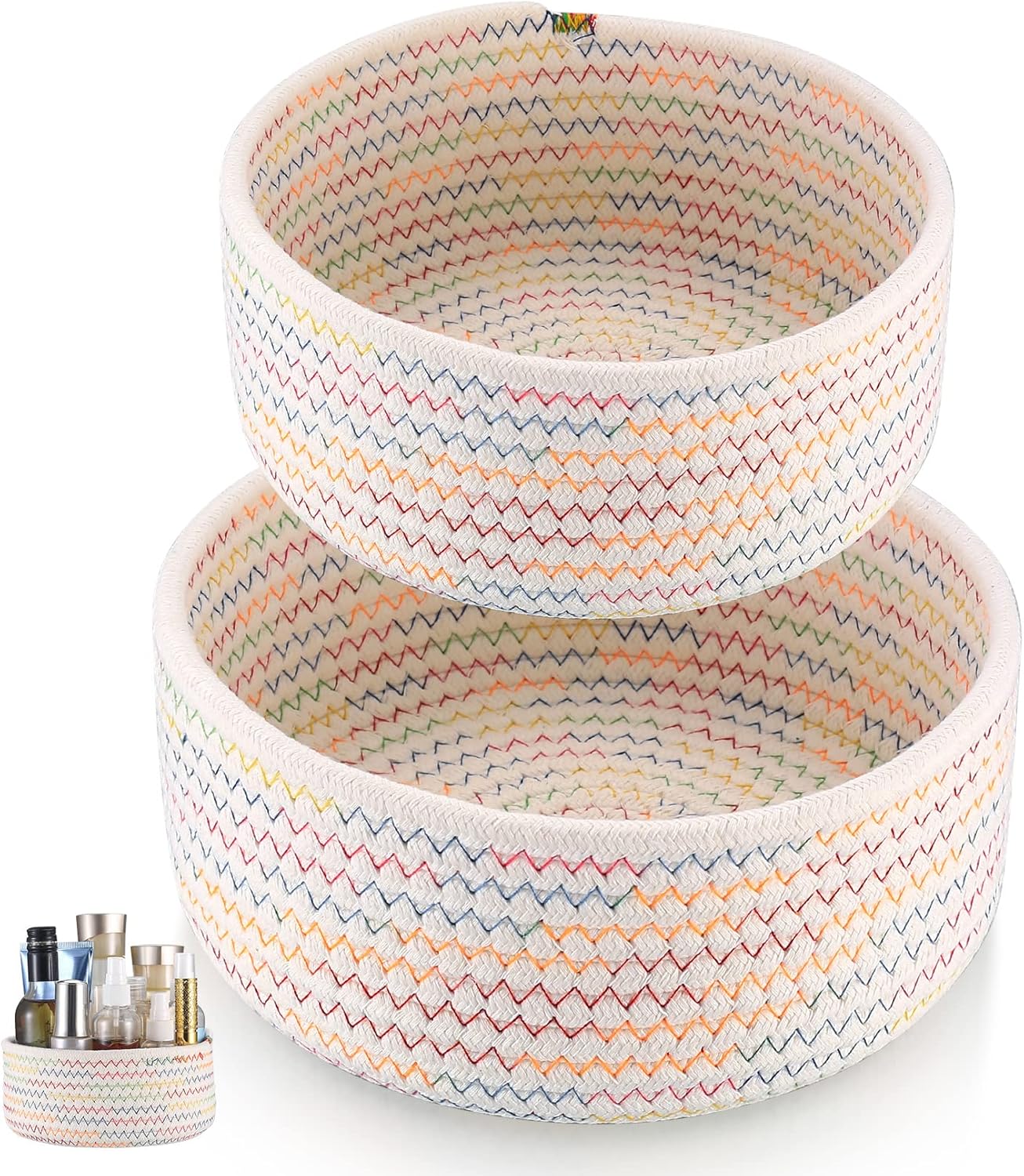 Lot de 2 paniers de rangement en corde de coton tissée,accessoires de ...
