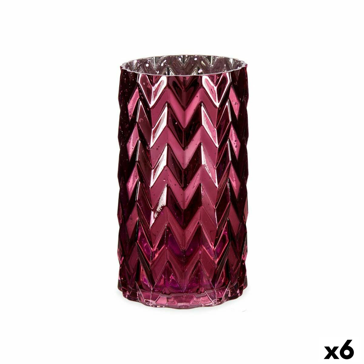 Vase Taillé Epis Rose Verre 11,3 x 19,5 x 11,3 cm (6 Unités) | Leroy Merlin