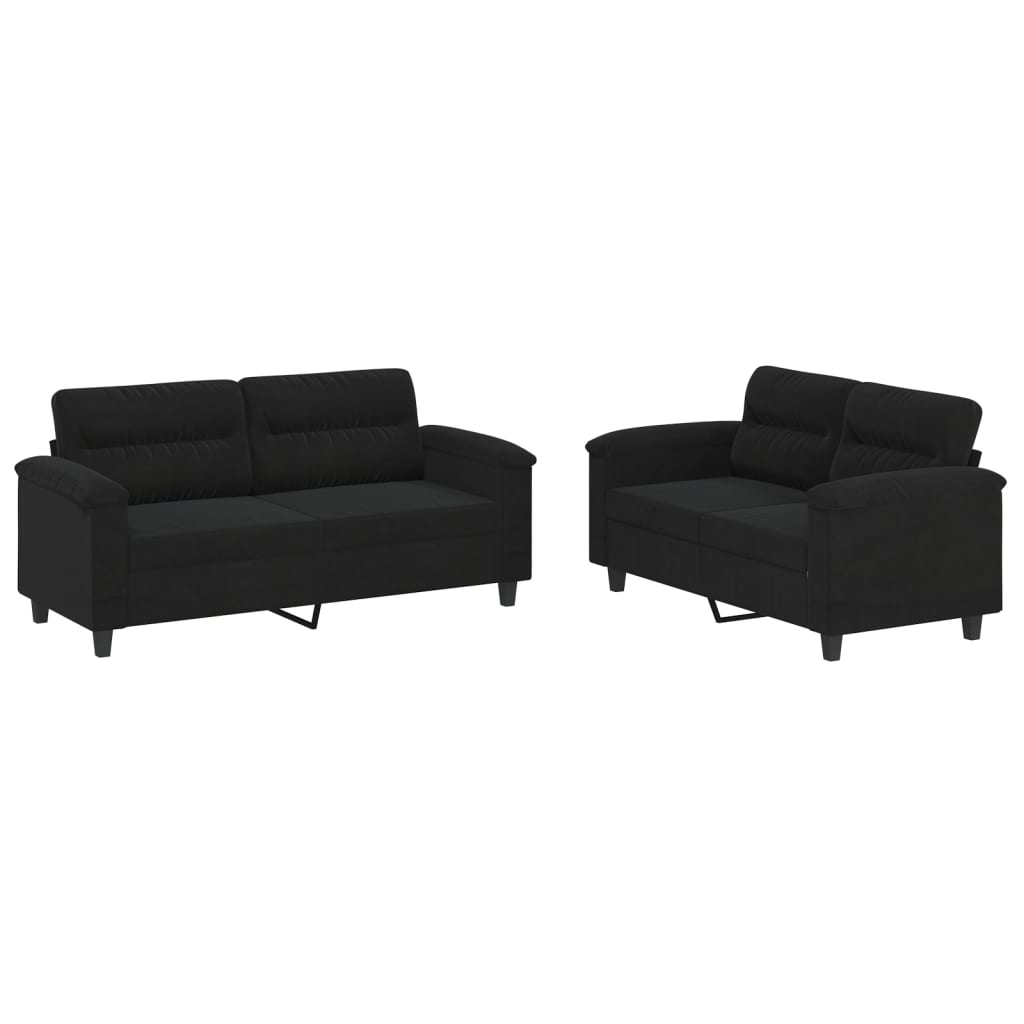 Ensemble de canapés 2 pcs，Sofa pour Salon，Banquette avec coussins noir ...