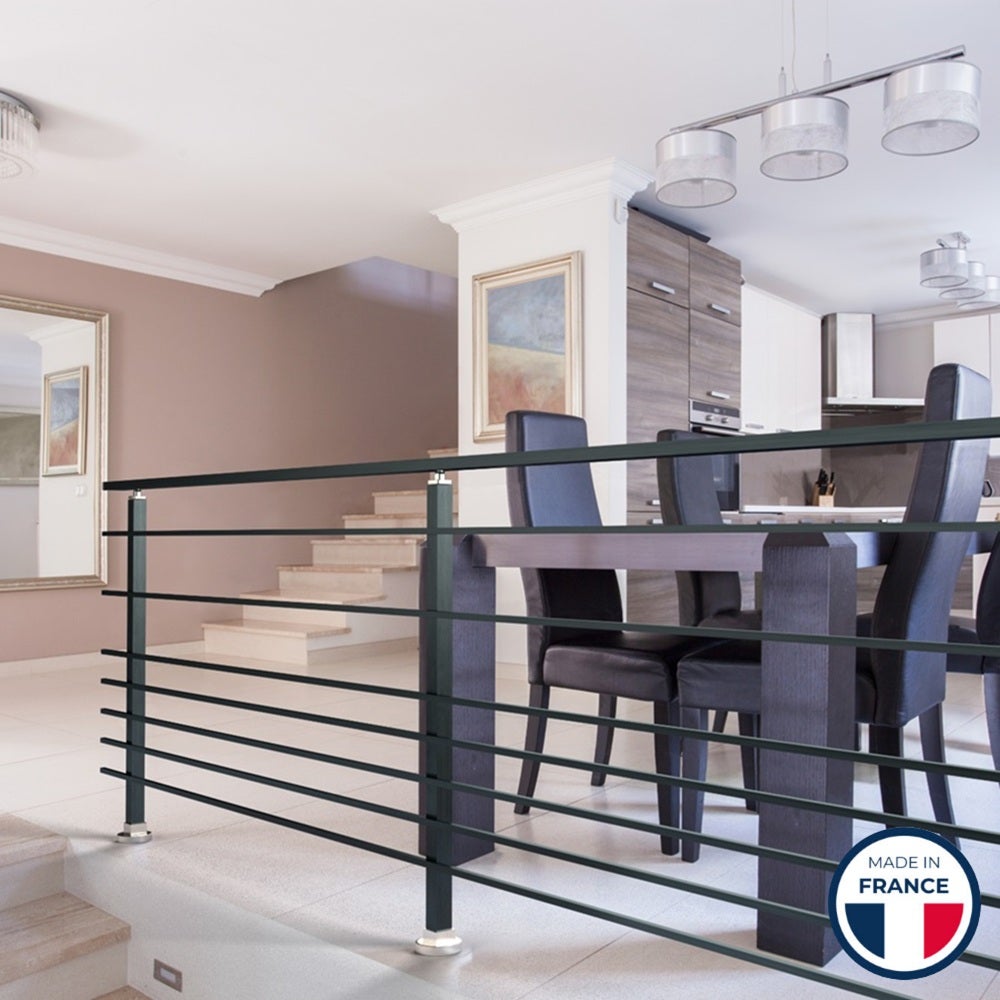 Garde-corps aluminium gris foncé, 2m pose en applique, intérieur et ...