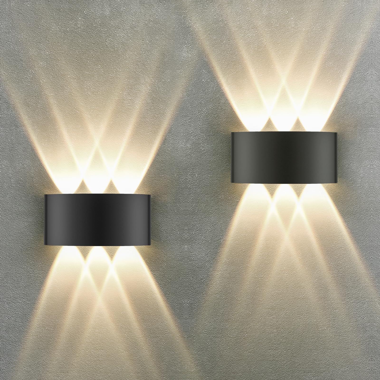 2 PCS Applique Murale Interieur IP65, 3000k Lampe Murale LED, Moderne ...