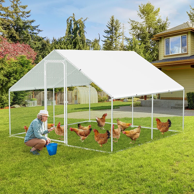 Enclos Poulailler 9 m² 3x3x2 m grillage hexagonal, porte verrouillable ...
